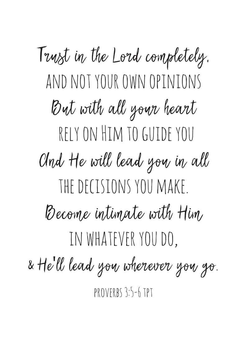 Proverbs 3:5-6 Black & White Digital Print Instant Download | Etsy