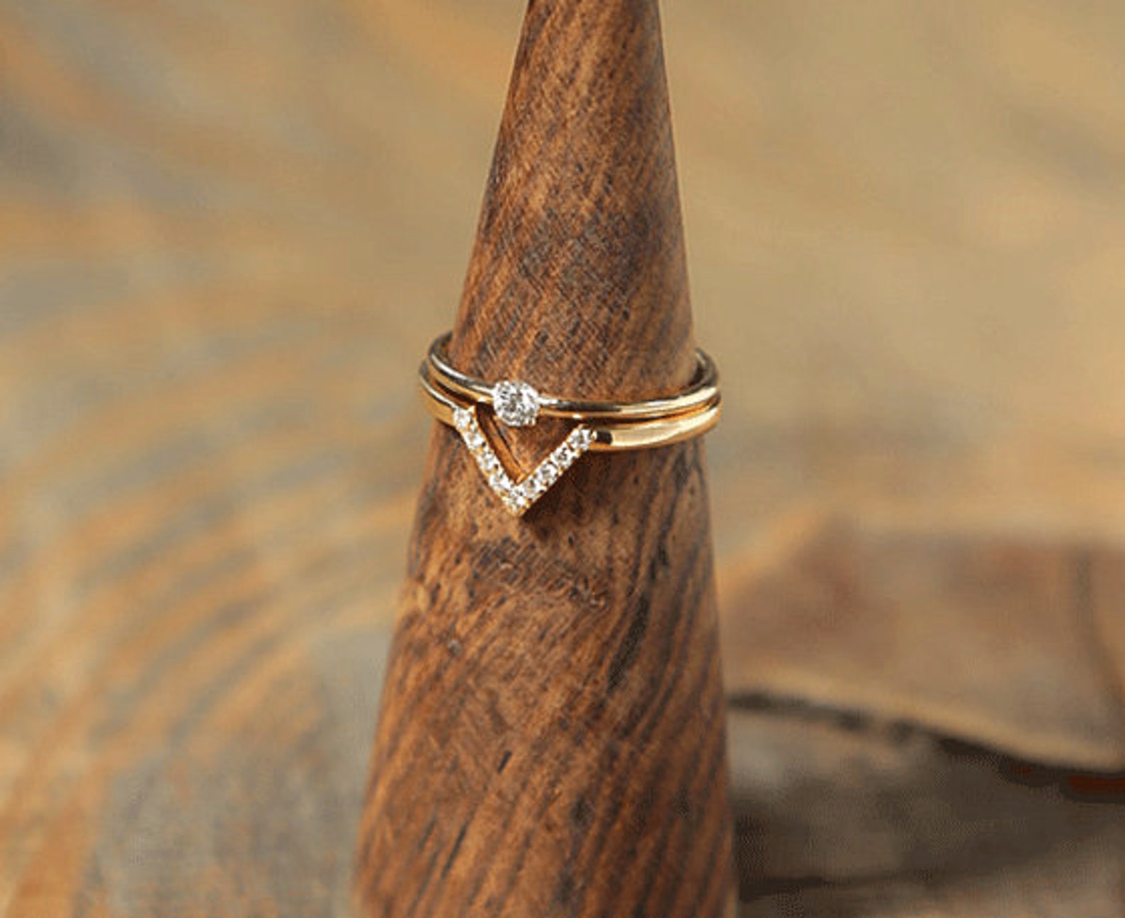 Dainty Wedding Set in 18k Yellow Gold Diamond Wedding Ring - Etsy Hong Kong