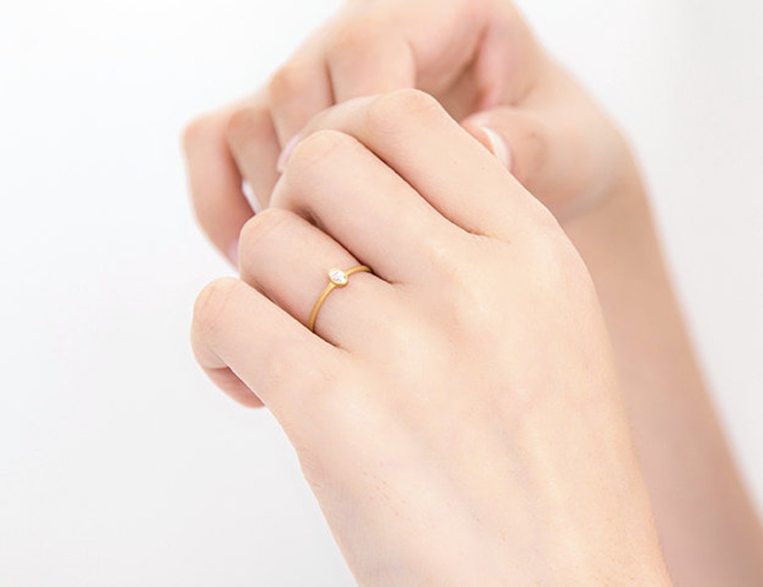 Delicate Diamond Ring in 14k Yellow Gold,diamond Engagement Ring ...