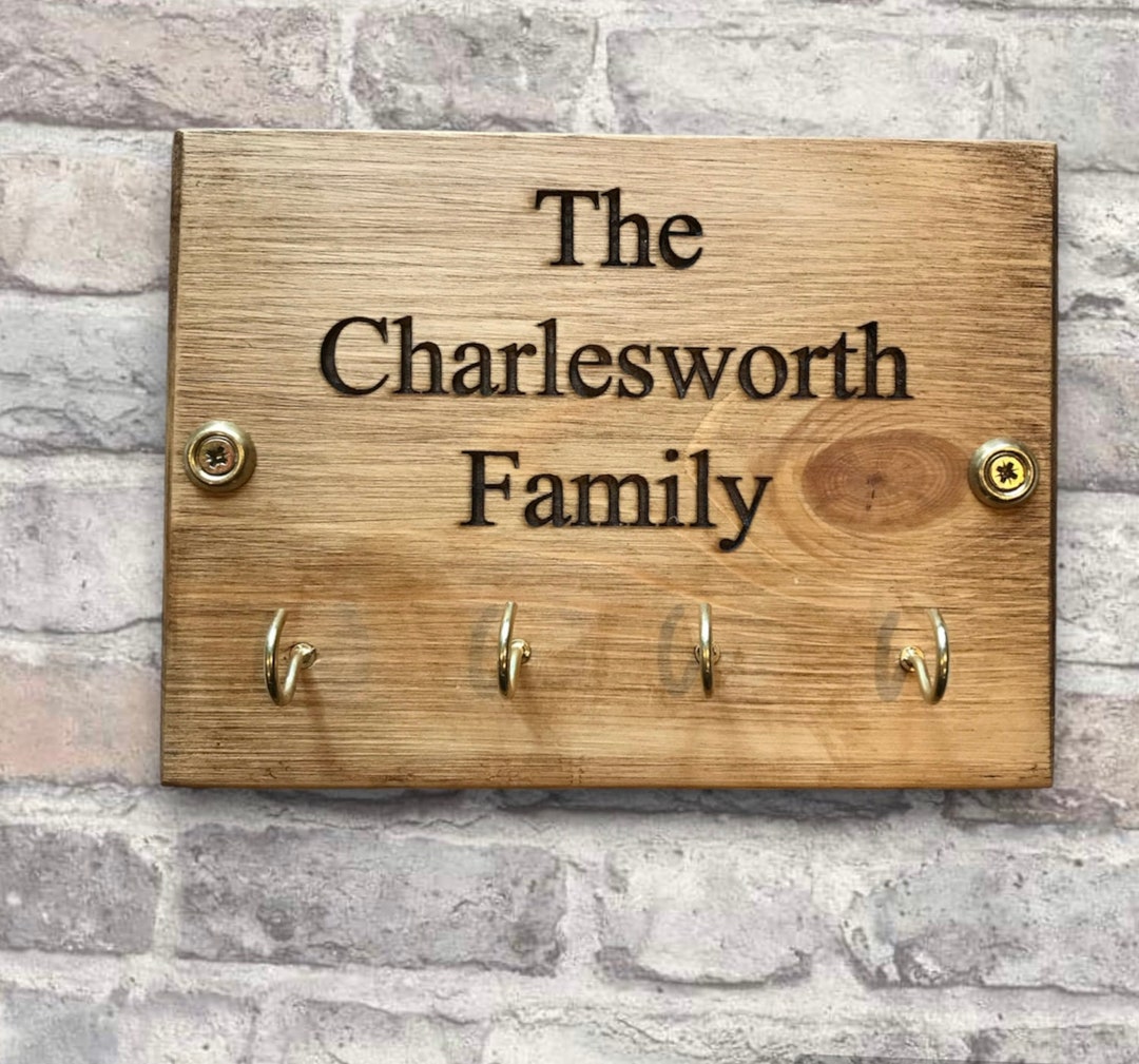 Personalised House Key Sign and House Key Fobs , Handcrafted Wooden ...