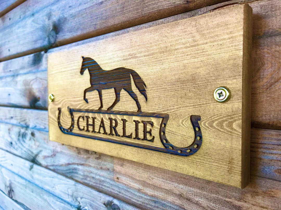 Personalised Horse Stable Sign: Laser Etched Reclaimed Pine (30 X 14 Cm ...