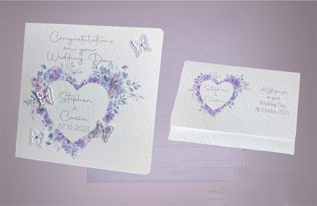 Personalised Wedding Day Card Money Wallet Handmade Mr and Mrs Card ...