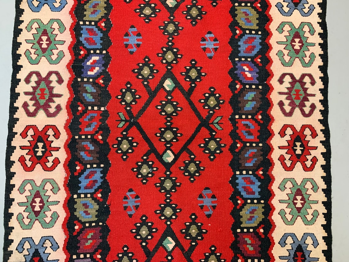 Vintage Turkish Kilim, Serbian Pirot Kelim Rug Shabby Wool 200x100 Cm ...