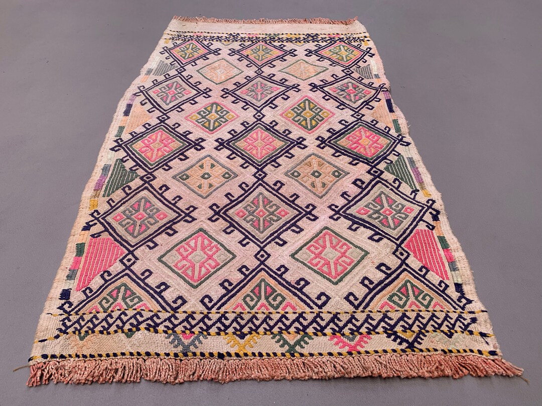 Vintage Turkish Mini Kilim 91x51 Cm Wool Small Kelim Runner - Etsy