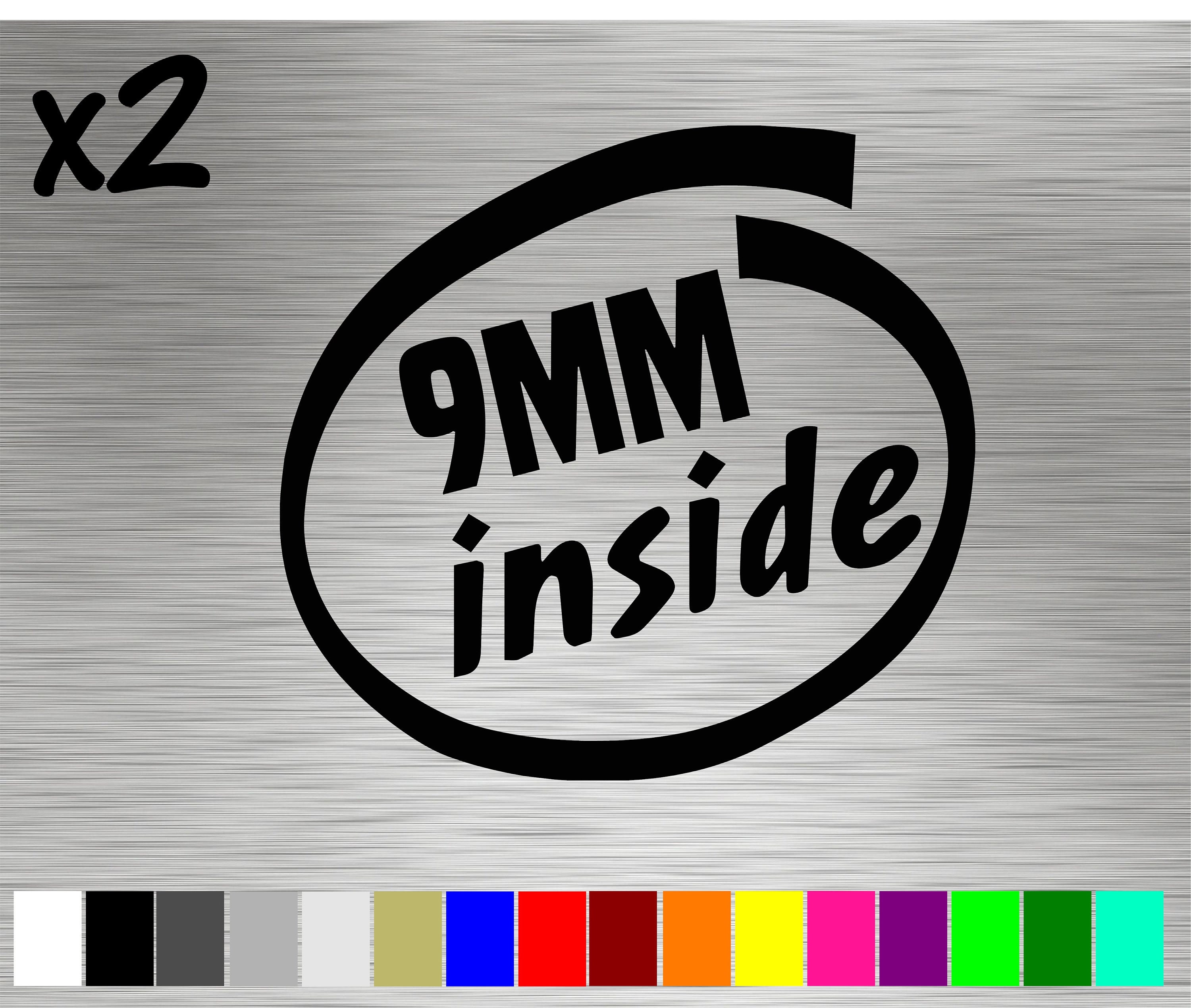 2 9mm Inside Decals Stickers Vinyl Design 9 gun 2a firearm | Etsy