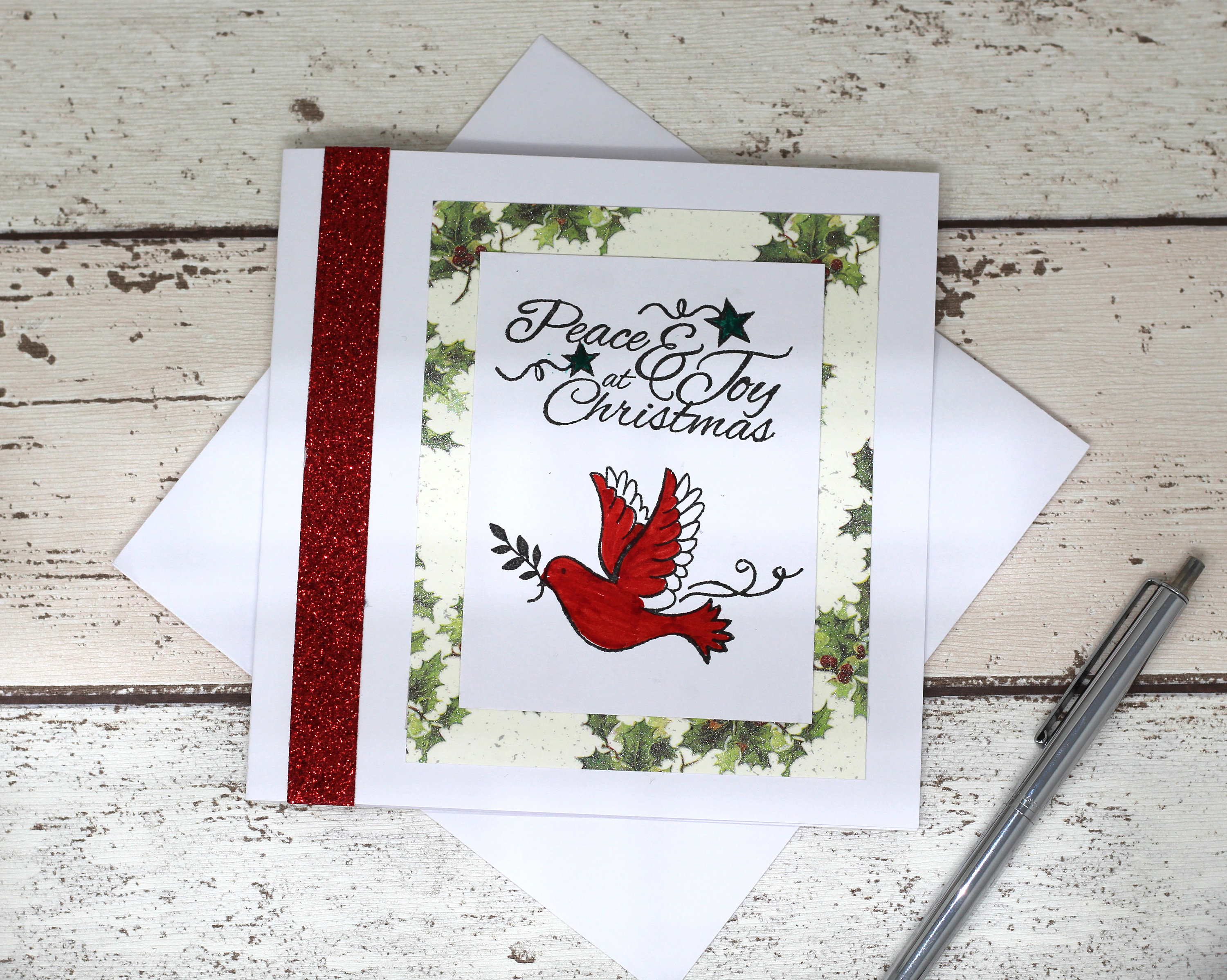 Christmas Dove of Peace, Dove Christmas Card, Peace at Christmas, Cards for Her, Red Dove ...