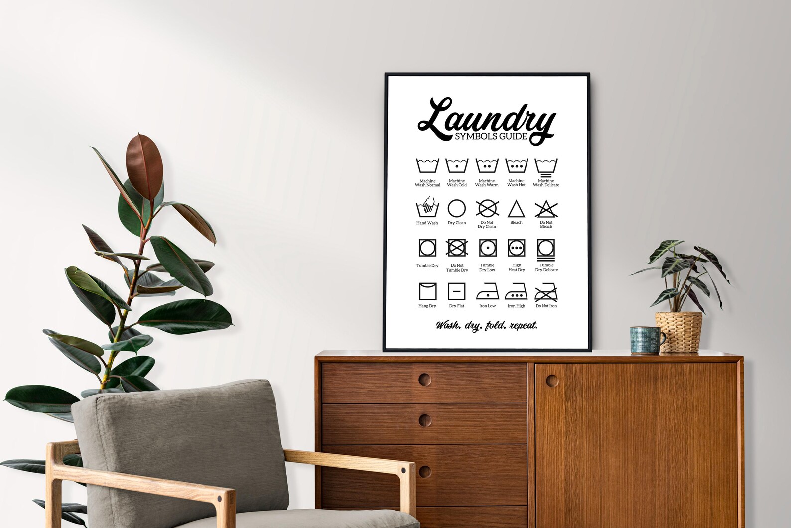 Laundry Symbols Printable, Laundry Room Decor, Digital Artwork - Etsy