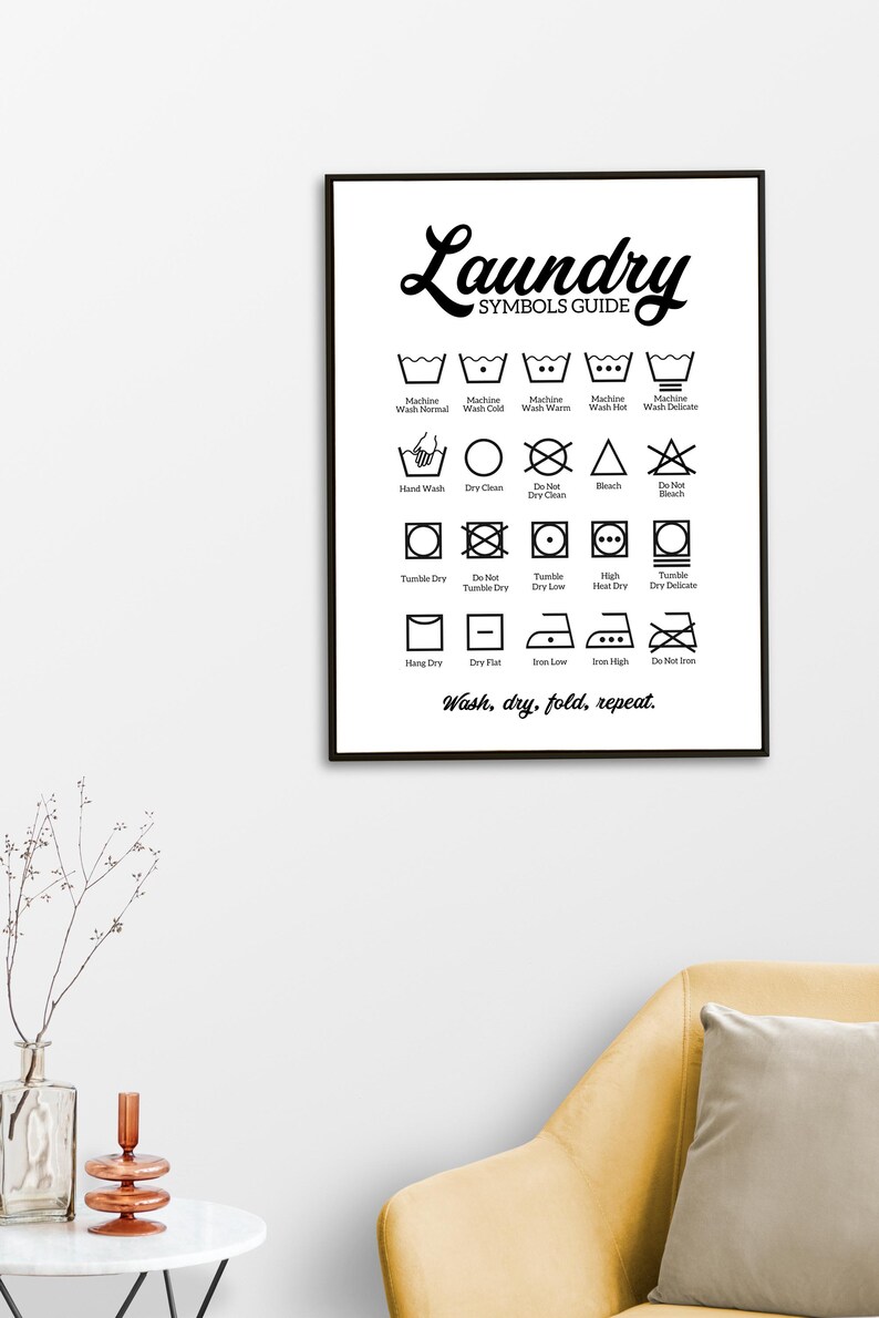 Laundry Symbols Printable, Laundry Room Decor, Digital Artwork - Etsy