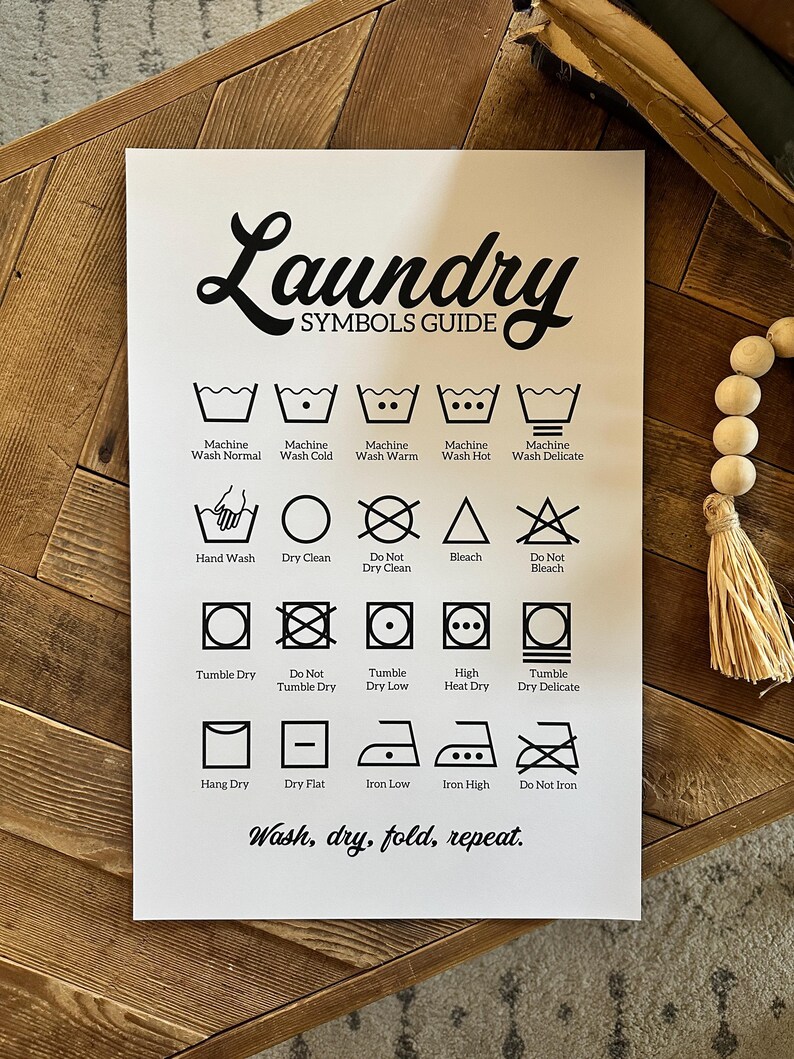 Laundry Symbols Printable, Laundry Room Decor, Digital Artwork - Etsy