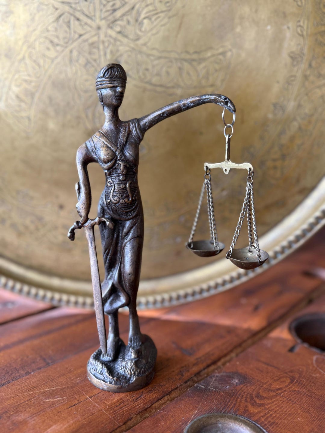 Vintage Bronze Lady Justice Statue: Blind Justice Office Decor - Etsy UK