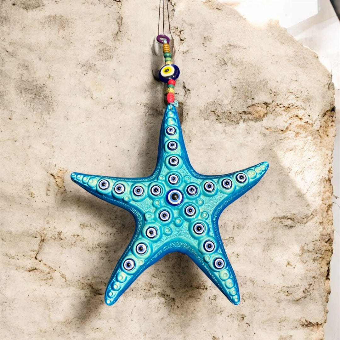 Evil Eye Bead Starfish Wall Decoration: Evil Eye Wall Hanging, House ...