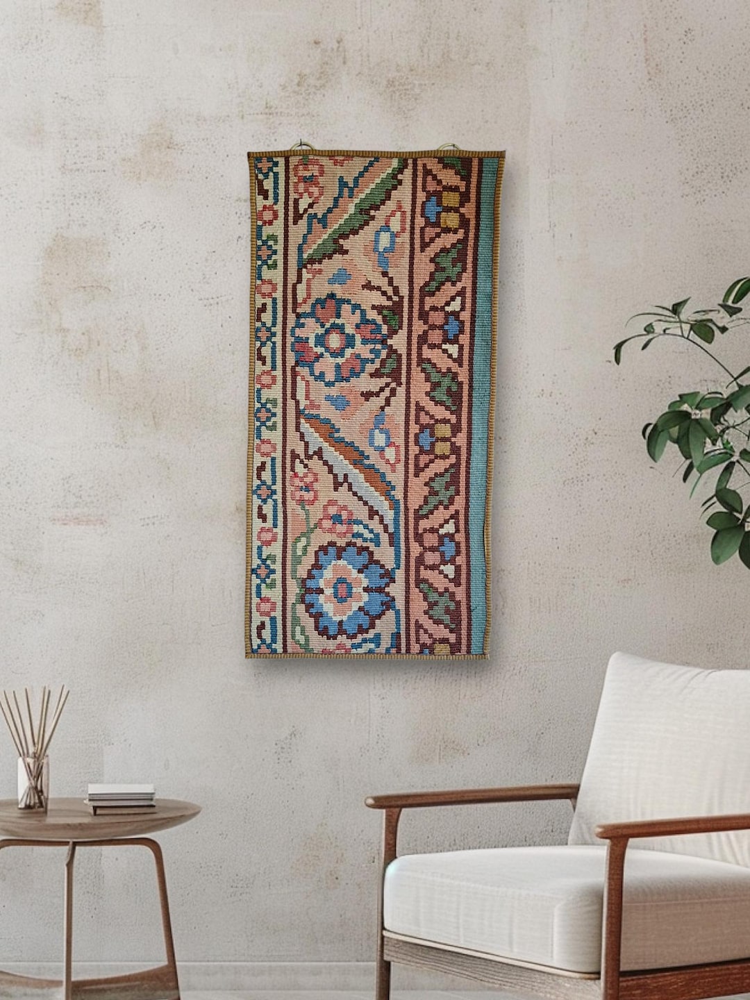 Vintage Handwoven Kilim Wall Hanging, Turkish Wool Decor (25x12 In) - Etsy