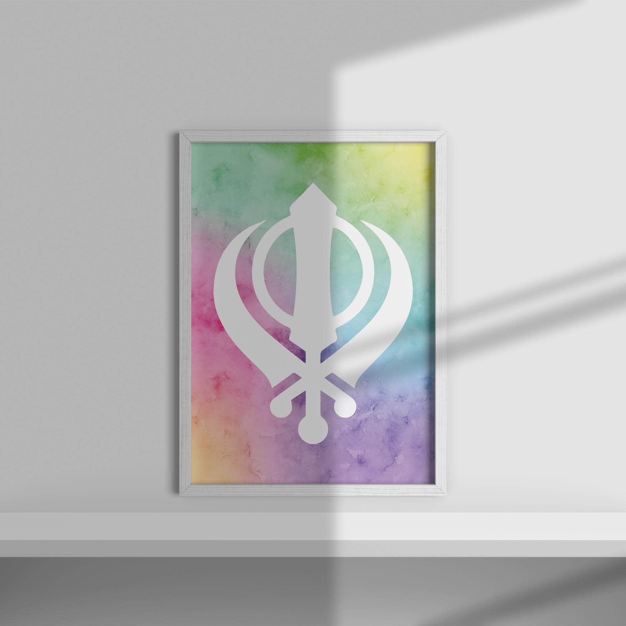 Khanda Symbol Watercolor Print Khanda Wall Art Poster Wall | Etsy