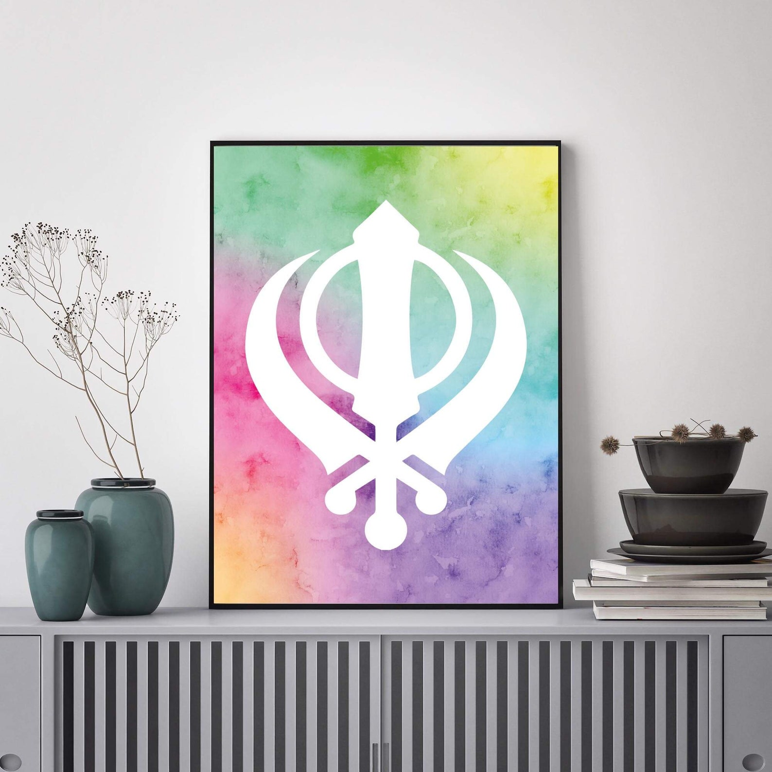 Khanda Symbol Watercolor Print Khanda Wall Art Poster Wall | Etsy