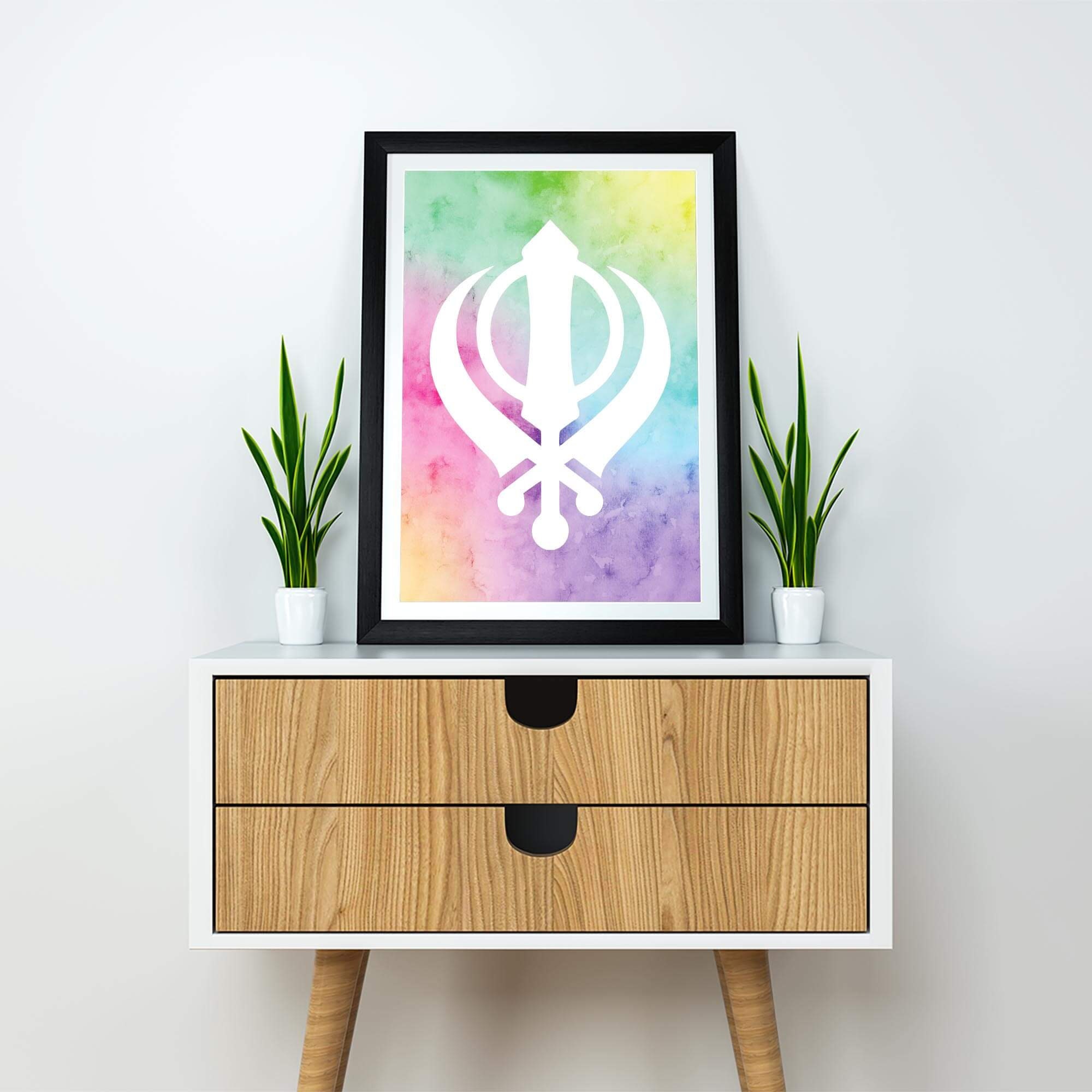 Khanda Symbol Watercolor Print Khanda Wall Art Poster Wall | Etsy