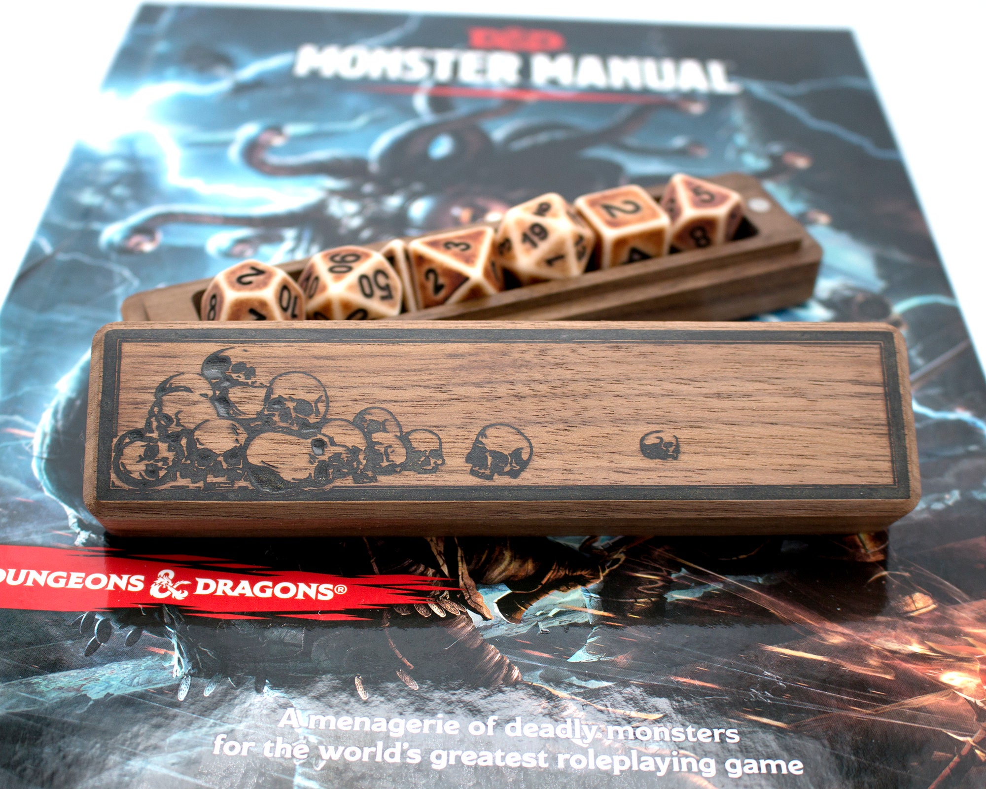 Walnut Dice Box and Dice Set D&D Dice Sleeve Dungeon And | Etsy