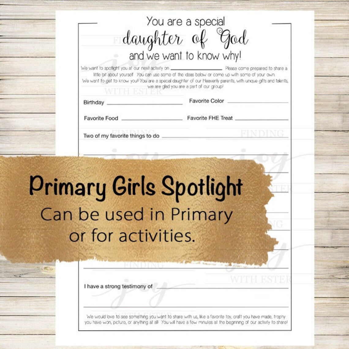 Primary Spotlight Printable Girls Spotlight Printable - Etsy