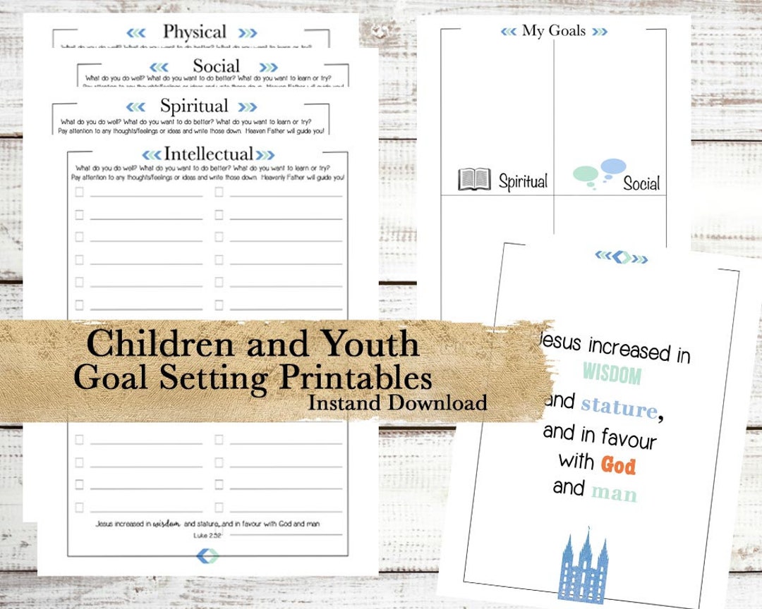 Children and Youth Goal Printables, Latter-day Saint Printable, LDS ...