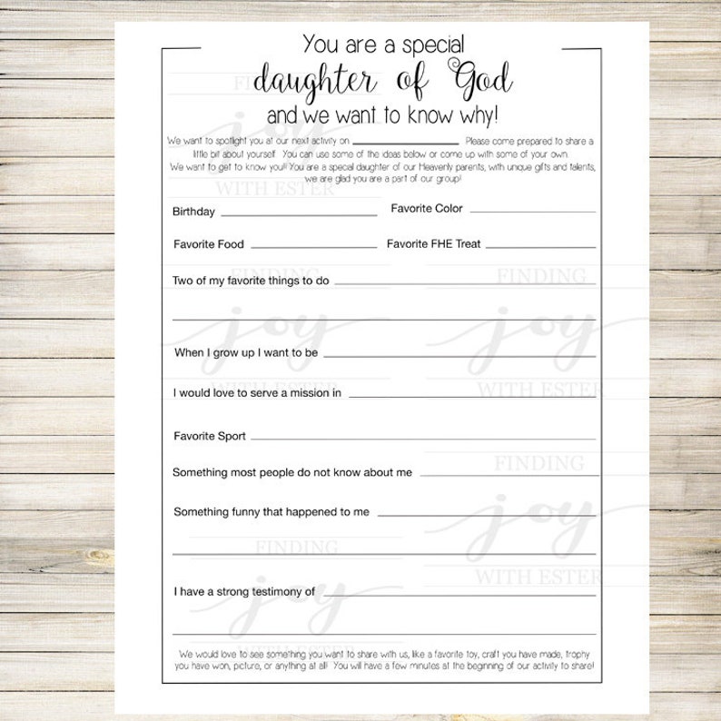 Primary Spotlight Printable Girls Spotlight Printable - Etsy