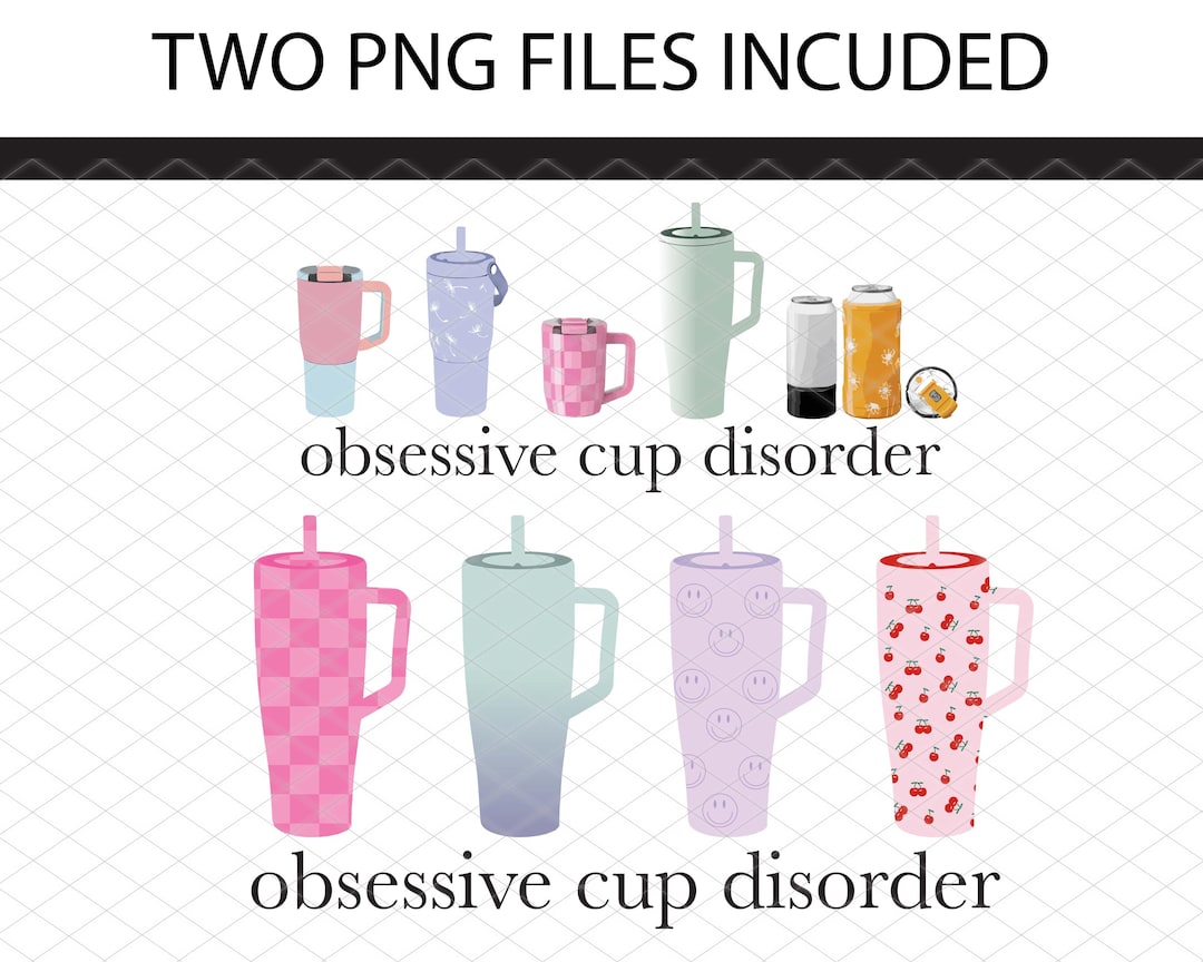 OCD Obsessive Cup Disorder Travel Mug PNG DTF Tumbler Wrap Cup Custom ...