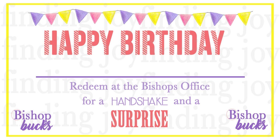 Primary Birthday Certificate Bishop Bucks LDS Birthday | Etsy