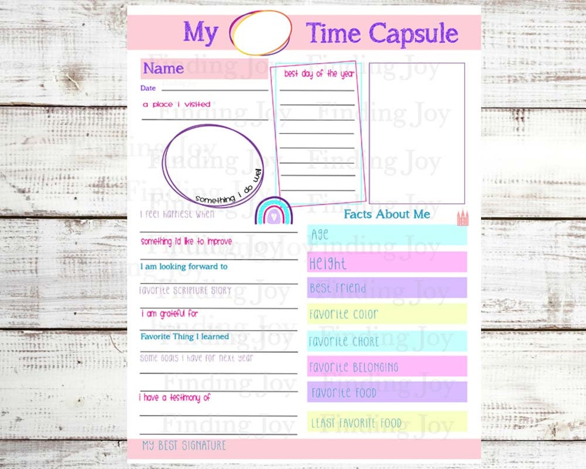 All About Me Questionnaire Time Capsule Questionnaire Kids - Etsy