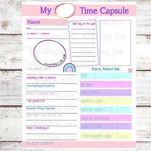 All About Me Questionnaire, Time Capsule Questionnaire, Kids ...