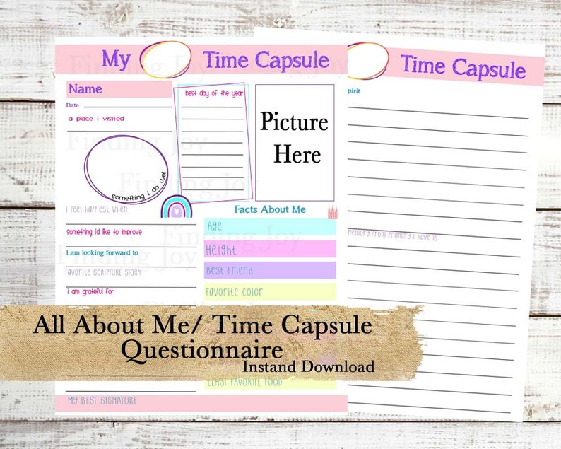 All About Me Questionnaire Time Capsule Questionnaire Kids - Etsy