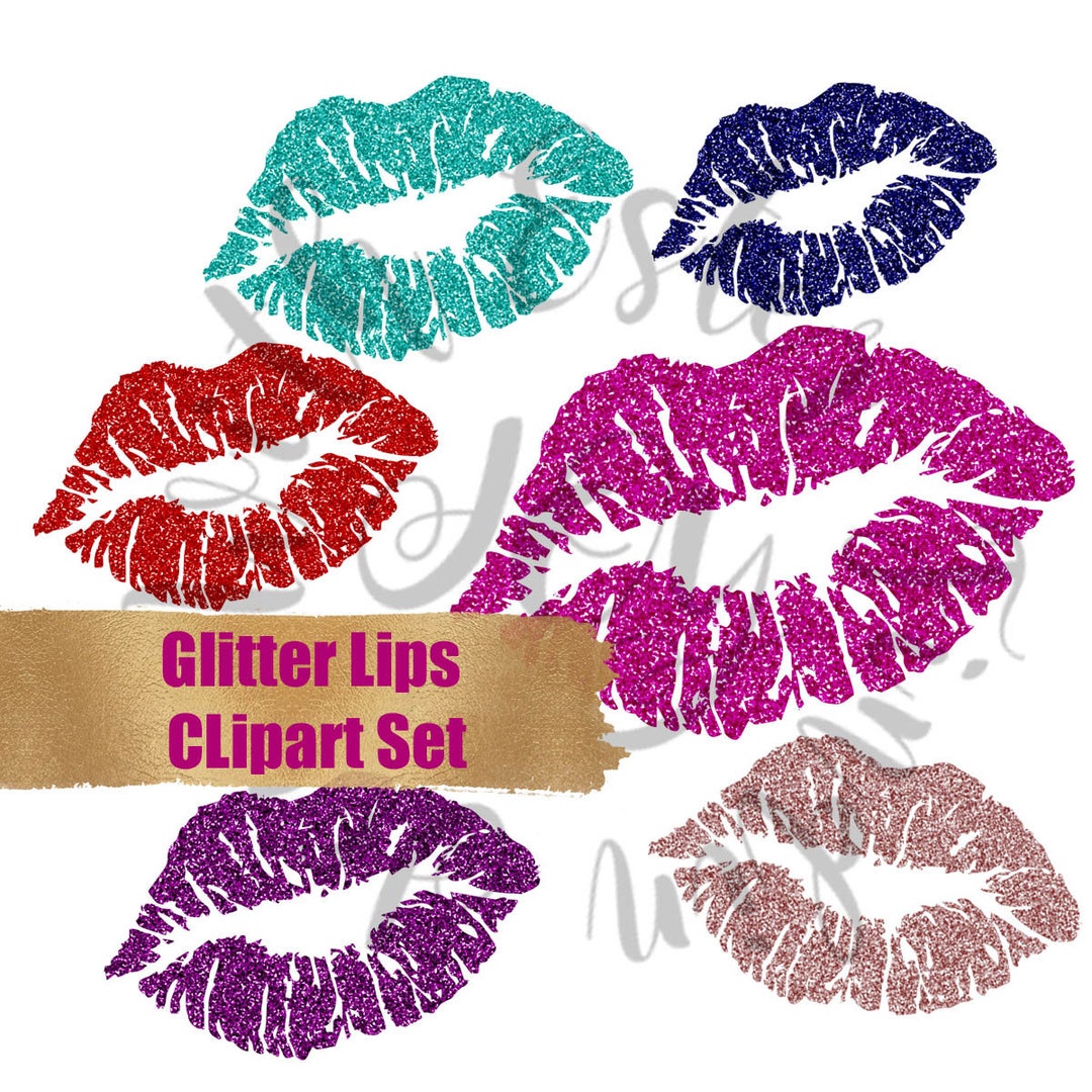 Lip Clipart, Glitter Lip Clipart, Lips PNG Files, Kiss Clipart, Lips ...