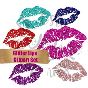 Lip Clipart, Glitter Lip Clipart, Lips PNG Files, Kiss Clipart, Lips ...