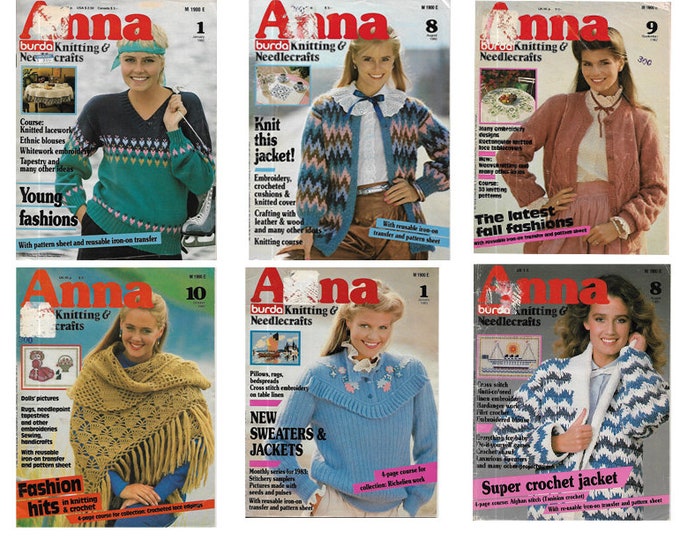 ANNA MAGAZINE 1982 to 1983 Back-issues by Burda, English, Knitting ...