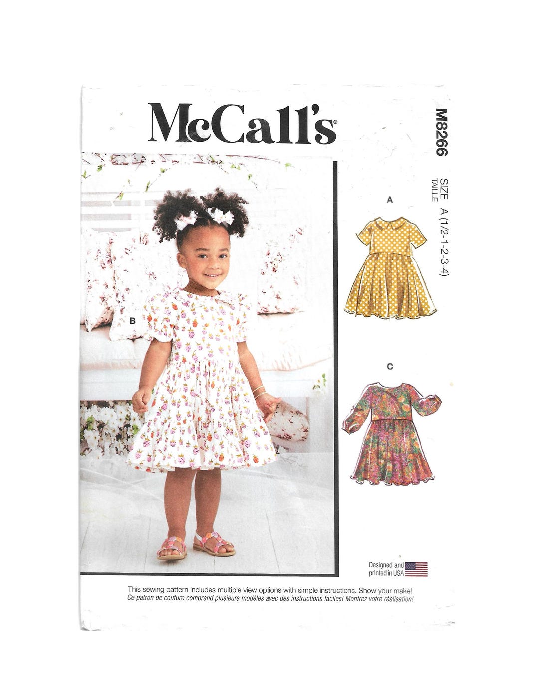 Mccall's SEWING PATTERN for Girl's Dress M8266, Toddler Sizes 6M to 4 ...
