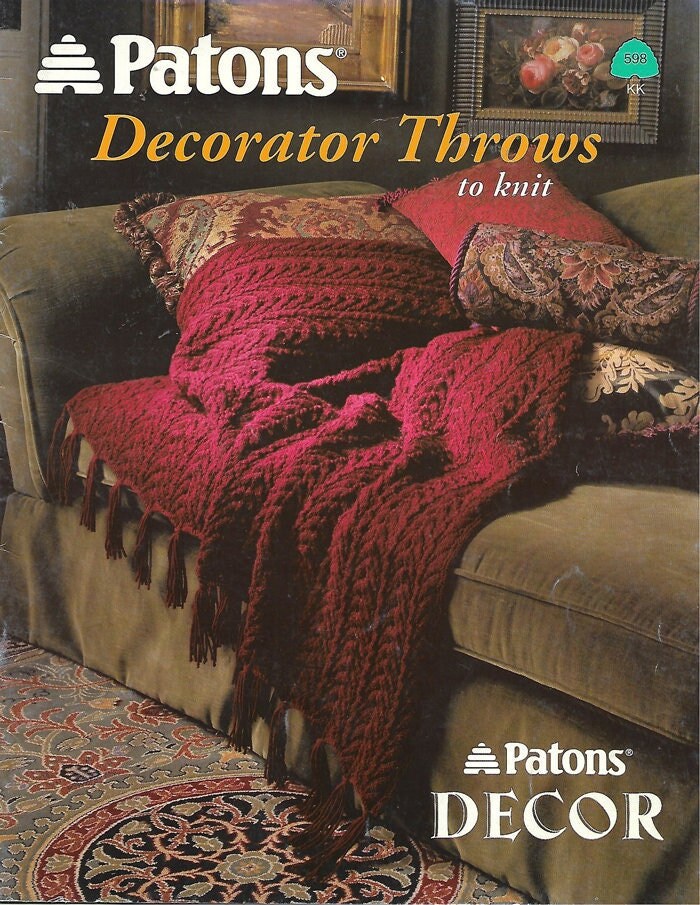 Afghan Knitting Patterns DECORATING THROWS by Patons 7 Blanket Designs ...