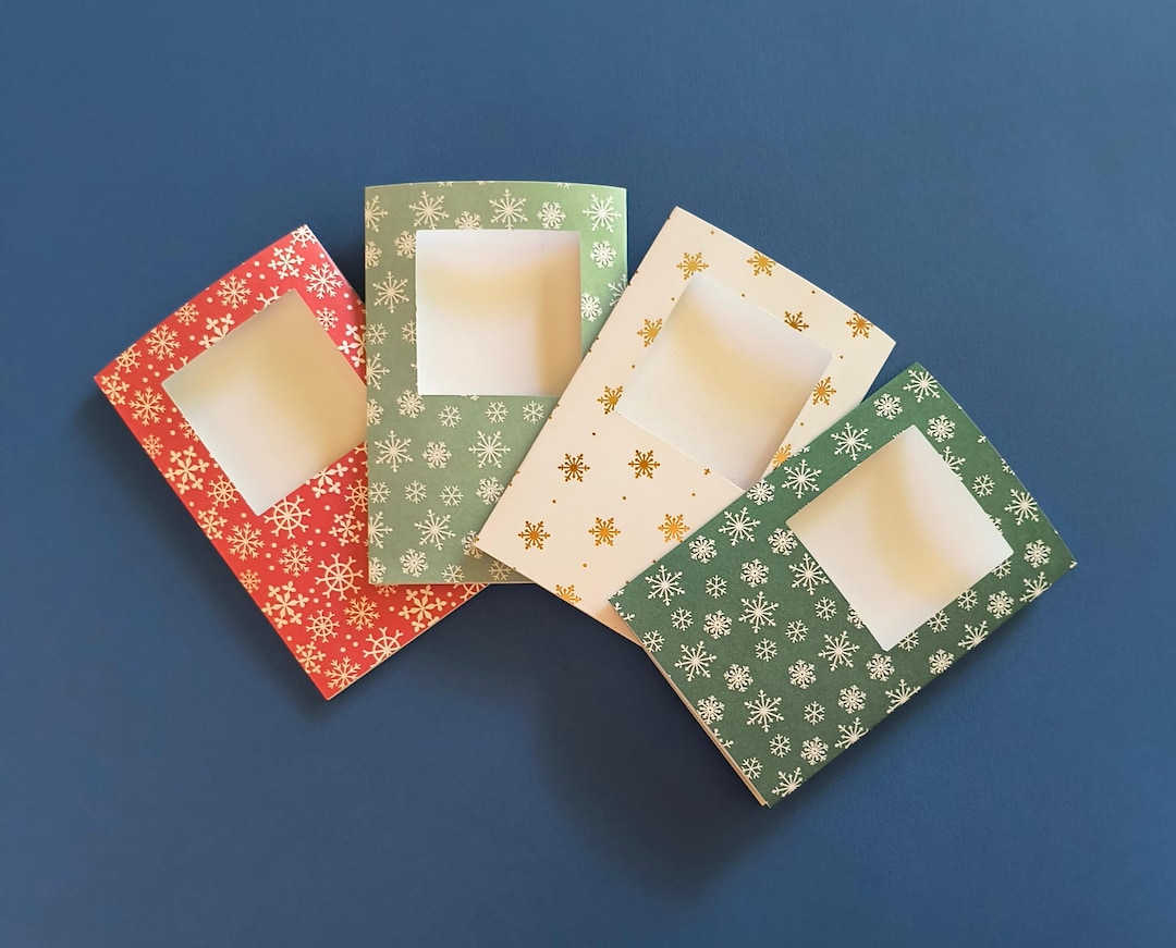 Tri-fold APERTURE Cards Set of WINTER SNOWFLAKES in 4 Colours, for ...