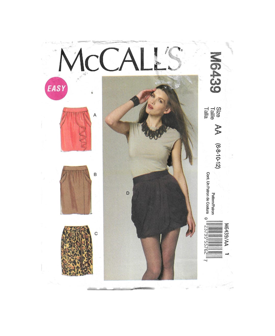 Mccall's Skirt Sewing Pattern: #6439, Length Variations, Drape Options ...
