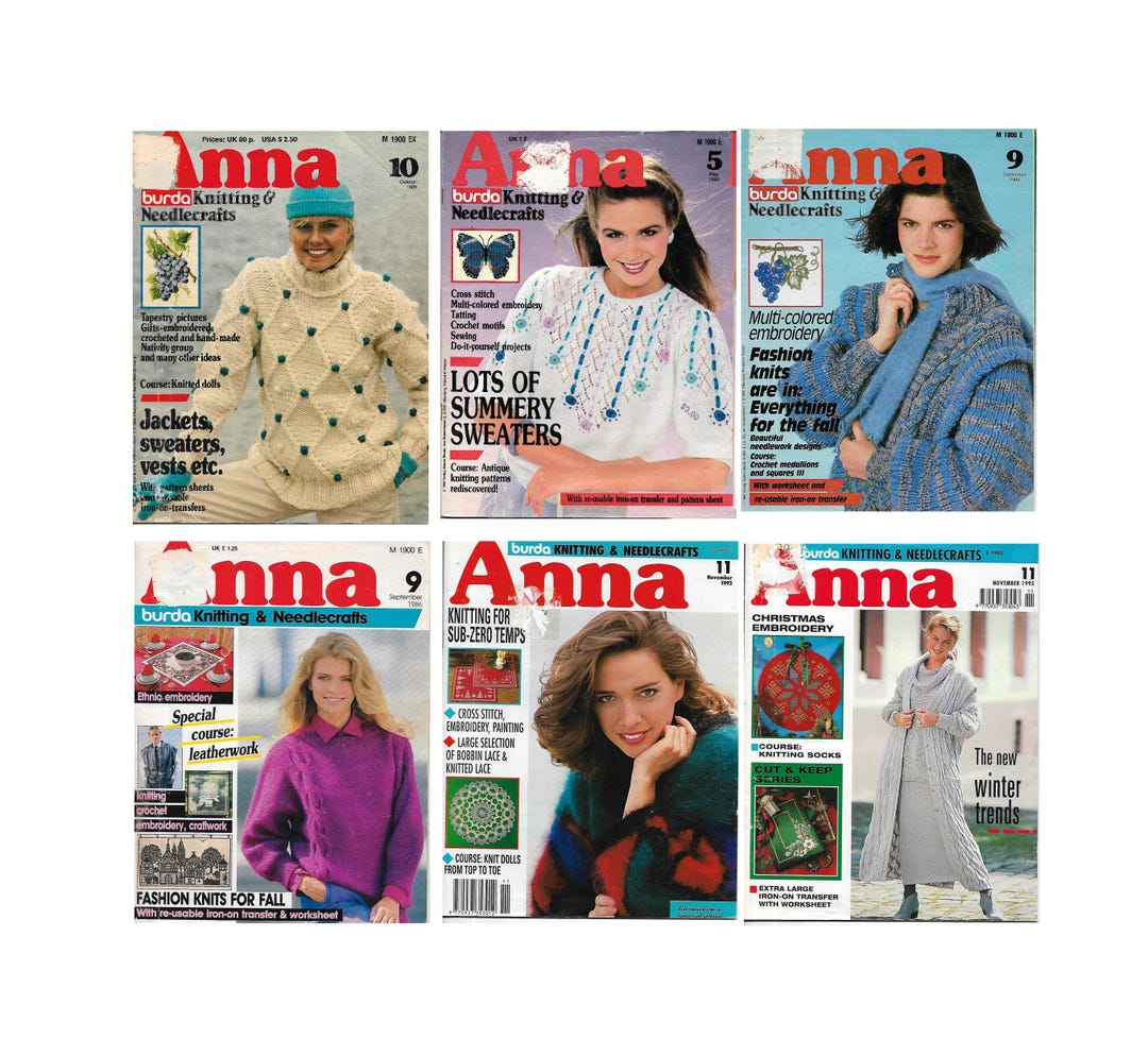 ANNA MAGAZINES 1981 to 1995 Back-issues by Burda, English, Knitting ...