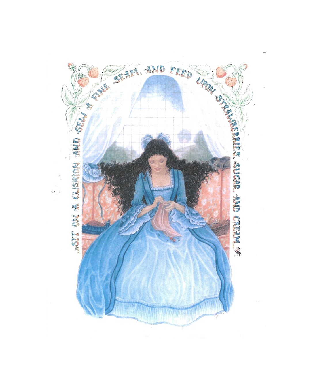 Note Card - CURLY LOCKS - Vintage Greeting Card With a Sewing or ...
