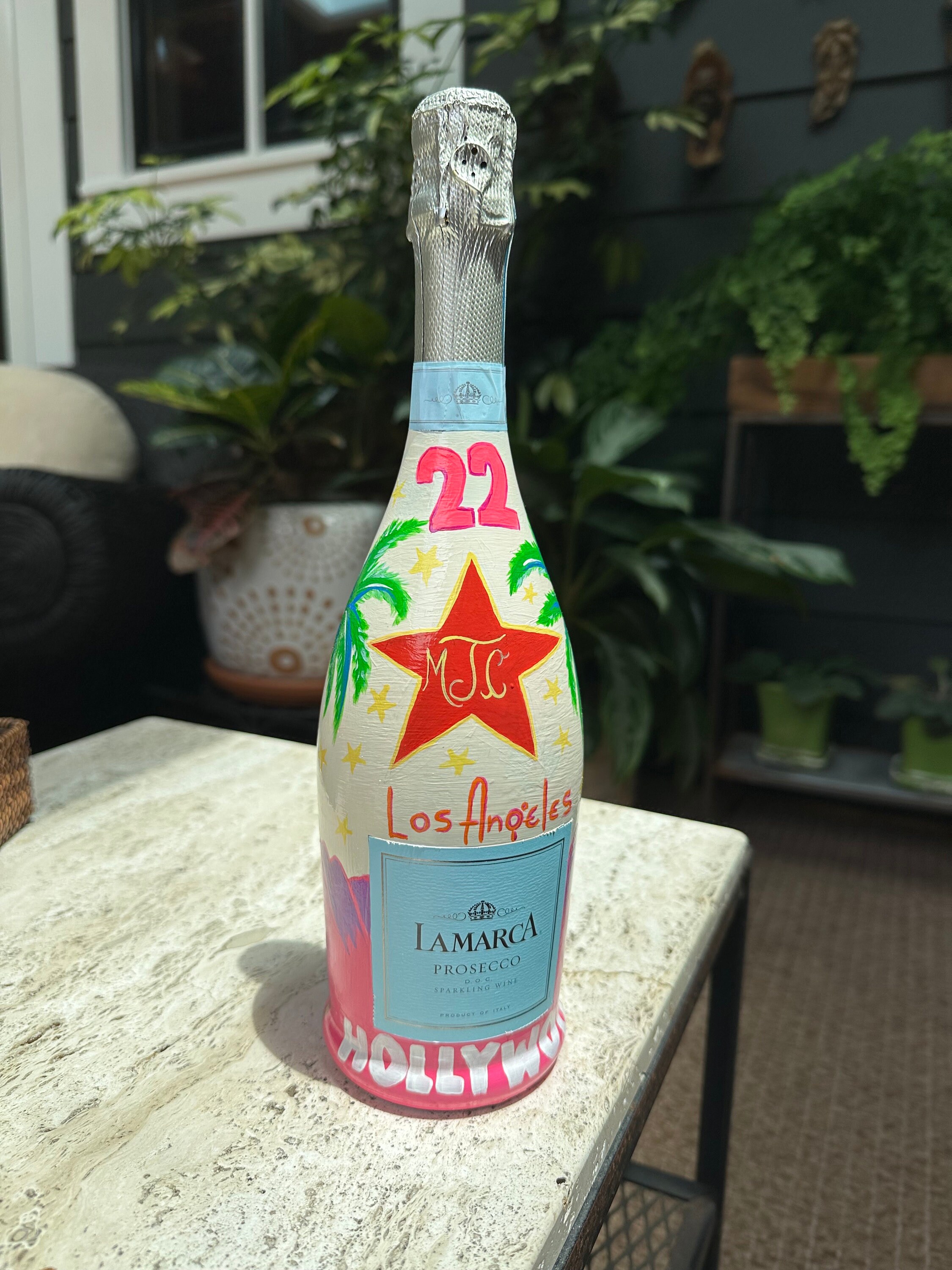 Hand Painted Champagne Bottle - Etsy
