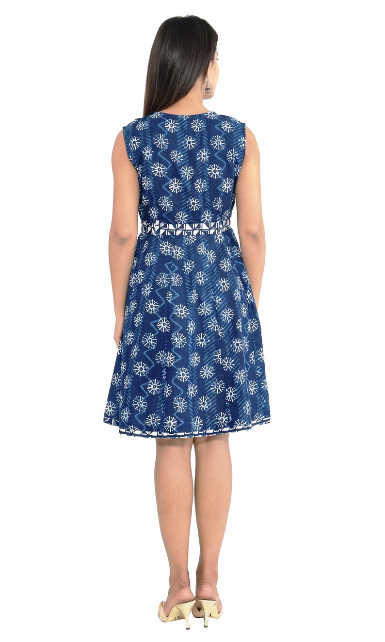 Smart Floral Print Indigo Blue Cotton Dress. - Etsy