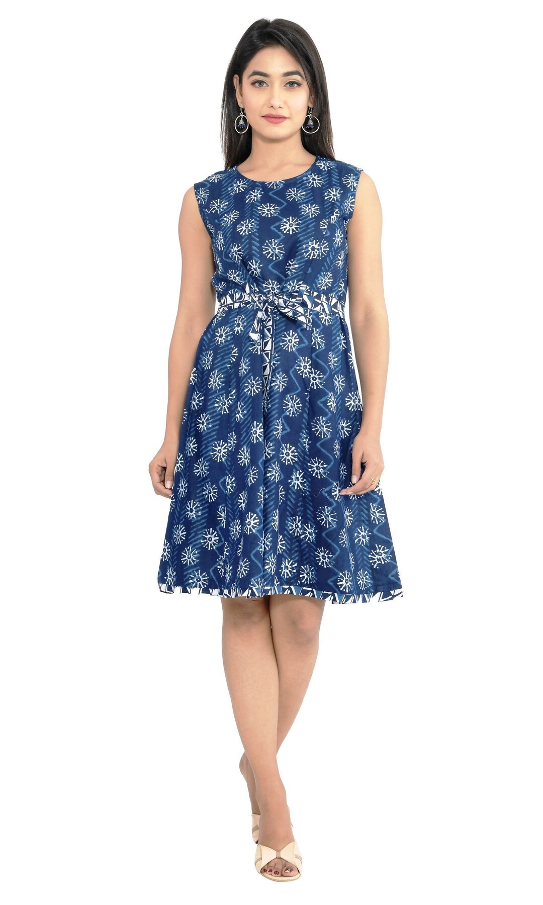 Smart Floral Print Indigo Blue Cotton Dress. - Etsy