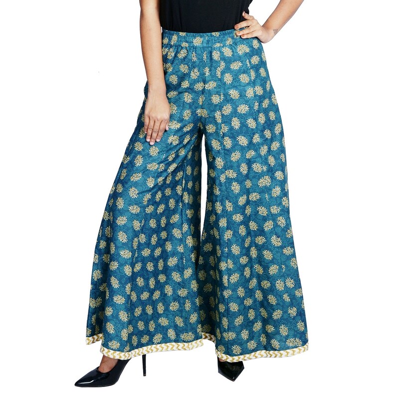 Smart Ethnic Cotton Green Printed Palazzo/ Indian Palazzo Pants/ Cotton ...