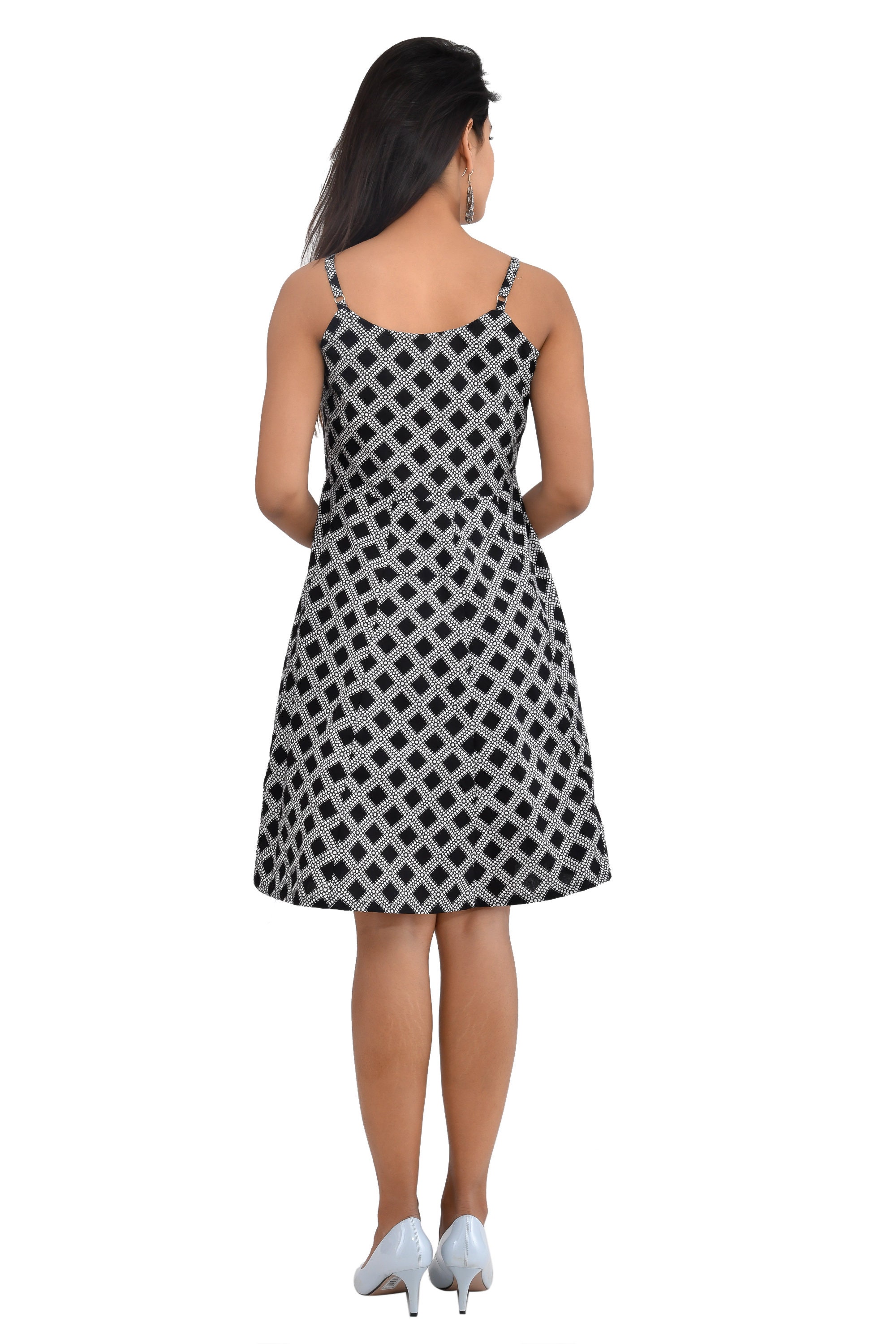 Black Checkered Print Cotton Dress: Adjustable Strap Sundress - Etsy UK