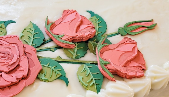 STENCIL SET for Stenciled Royal Icing Roses Cakes Cupcakes | Etsy
