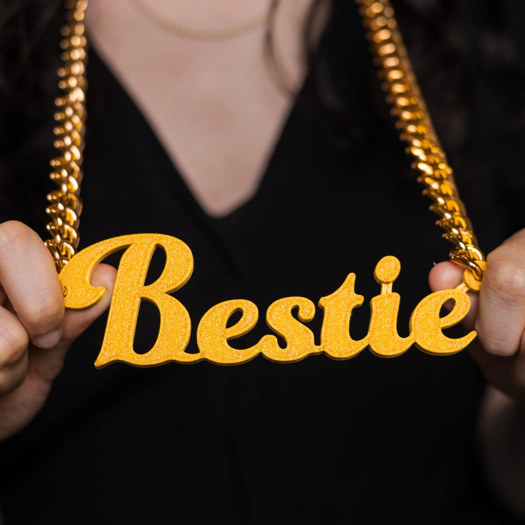 Script Font Custom Text Bling & Chain ( PLA Plastic Bling and Aluminium ...