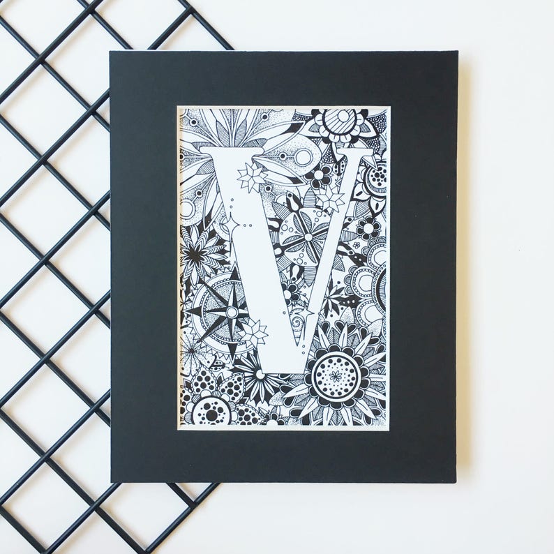 Personalised Letter Art Monogram Letter Hand Drawn Initial - Etsy
