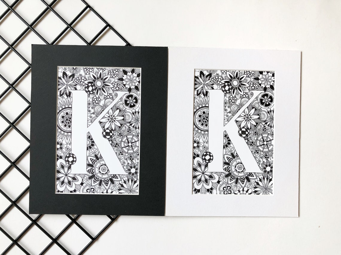 Letter K Alphabet Wall Art Zentangle Initial Letter Art - Etsy Canada