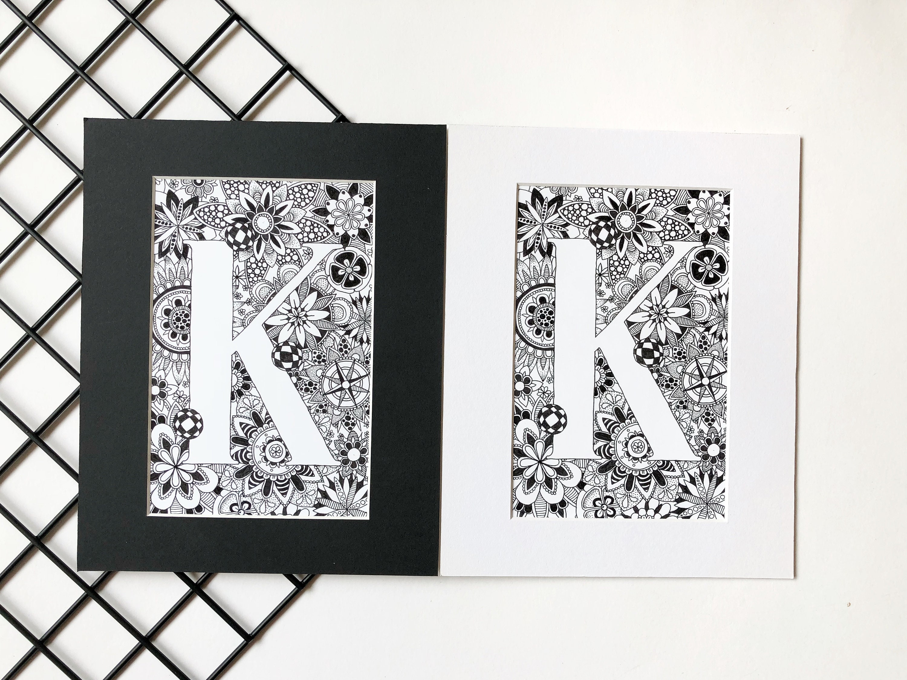 Letter K Alphabet Wall Art Zentangle Initial Letter Art - Etsy Canada