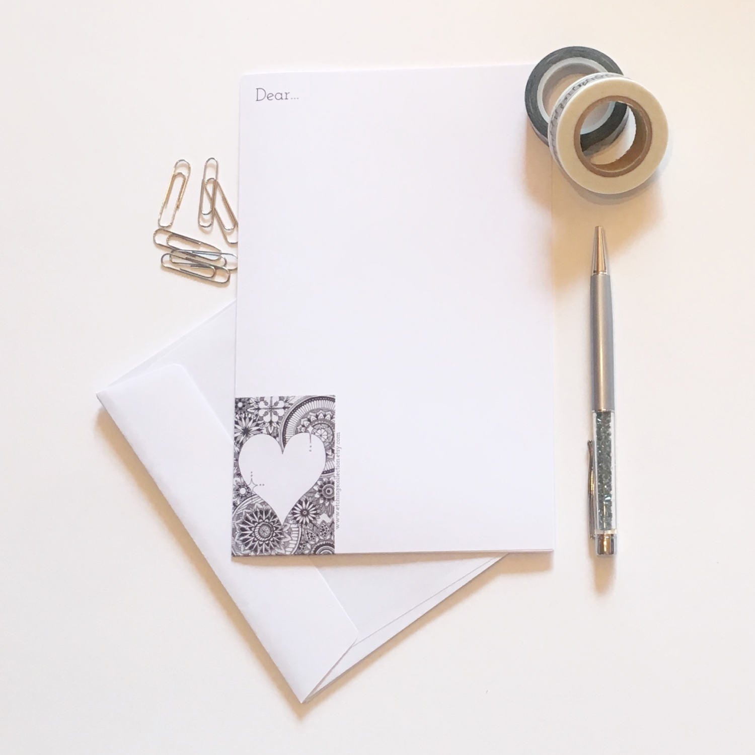 Love Heart Writing Set Love Heart Stationary Set Love Letter - Etsy