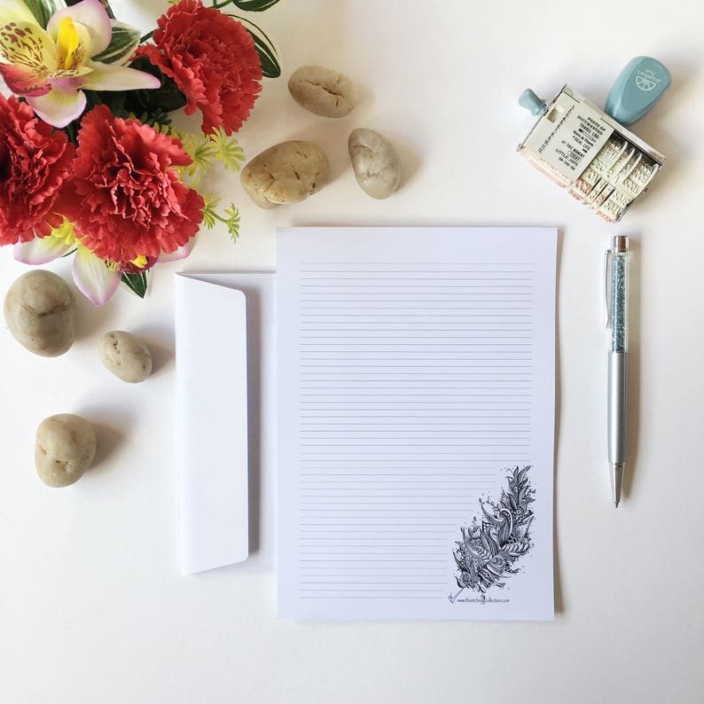 Feather Letter Writing Set, Feather Stationary Set, Feather Design Note ...