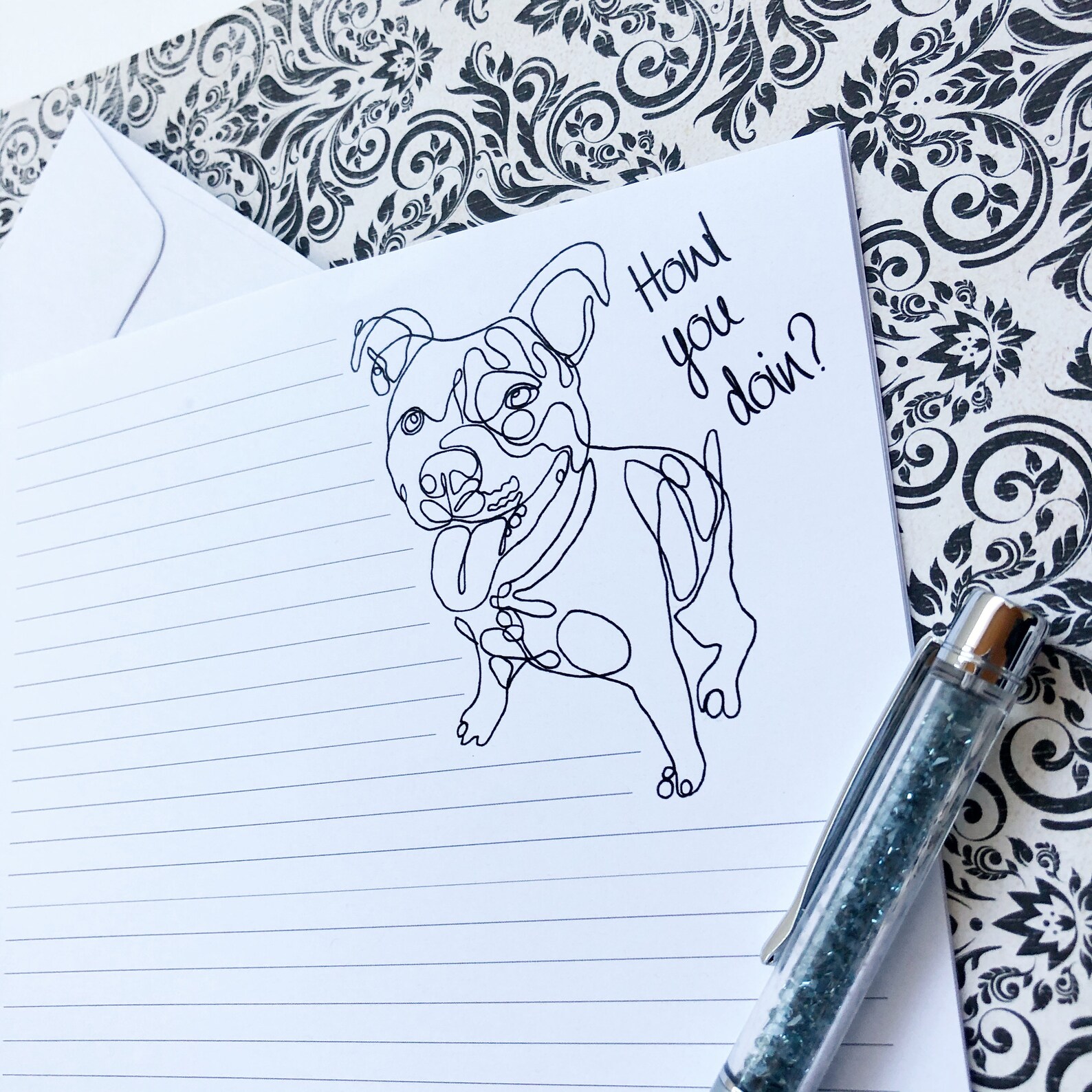 Pet Portrait Stationery, Letter Writing Set, Animal Stationery, Letter ...